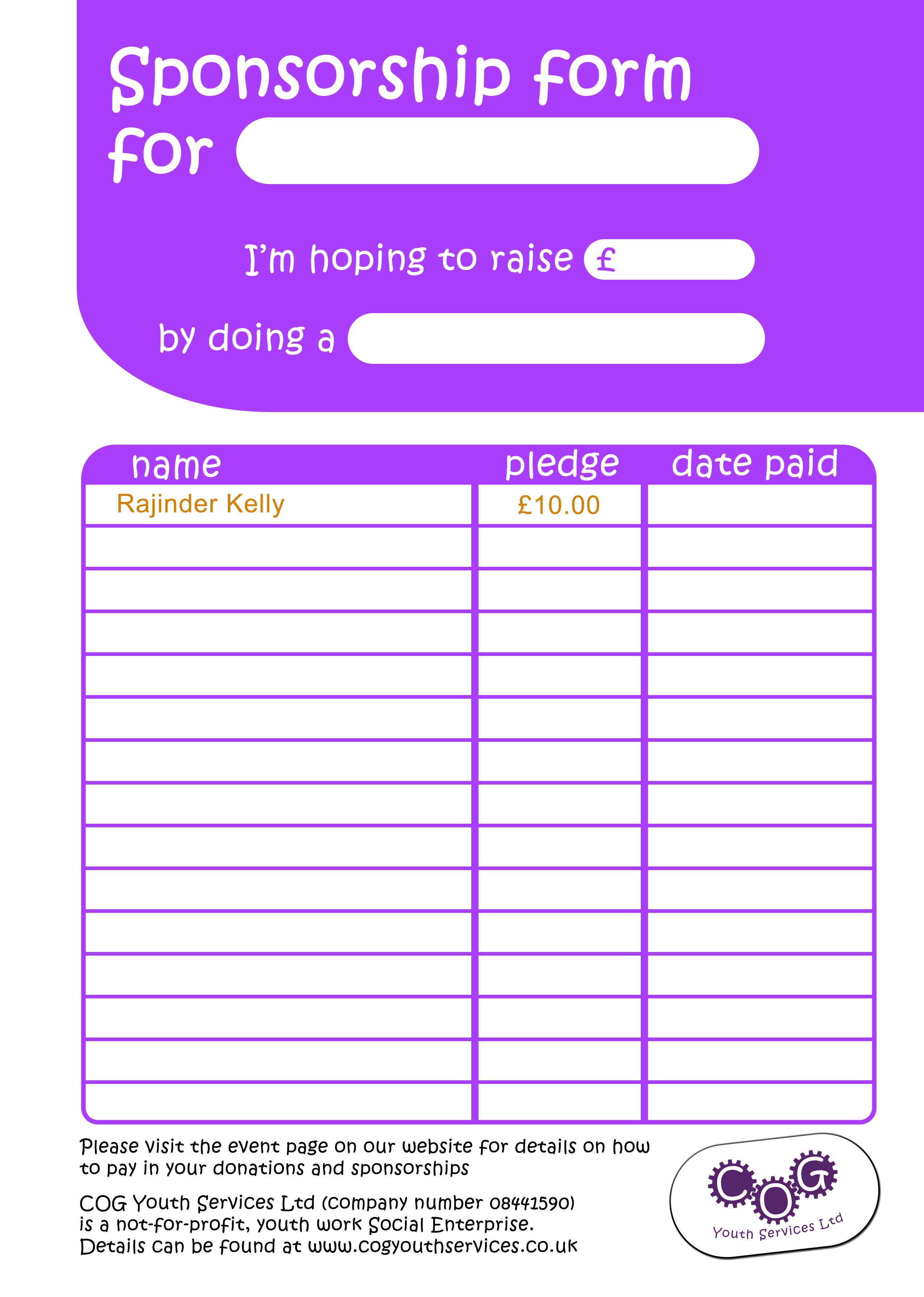 Sponsorship Form Templates Printable Templates